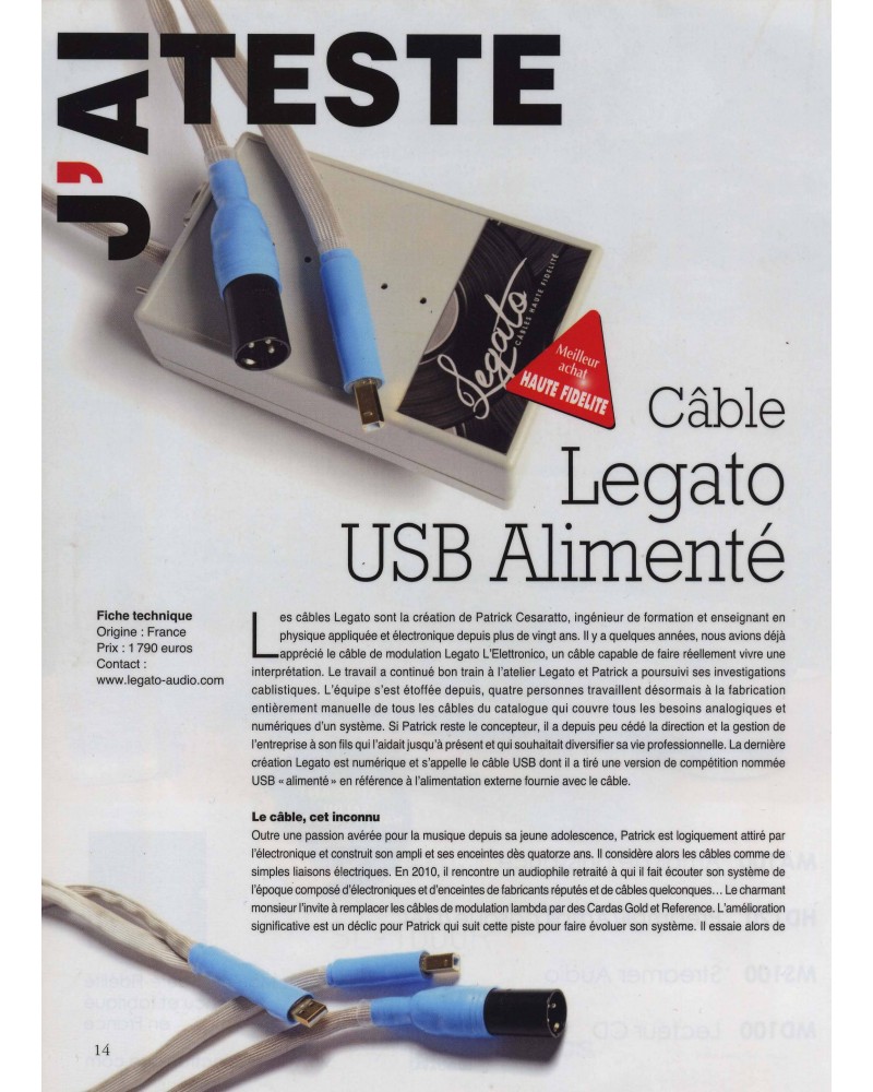 Legato Audio Referenza Superiore Numérique USB Alimenté - câble USB